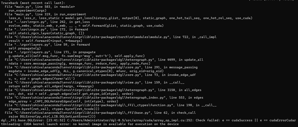 Dgl Ffi Base Dglerror Dgl 0 5 Src Array Cuda Array Op Impl Cu 252 Check Failed E